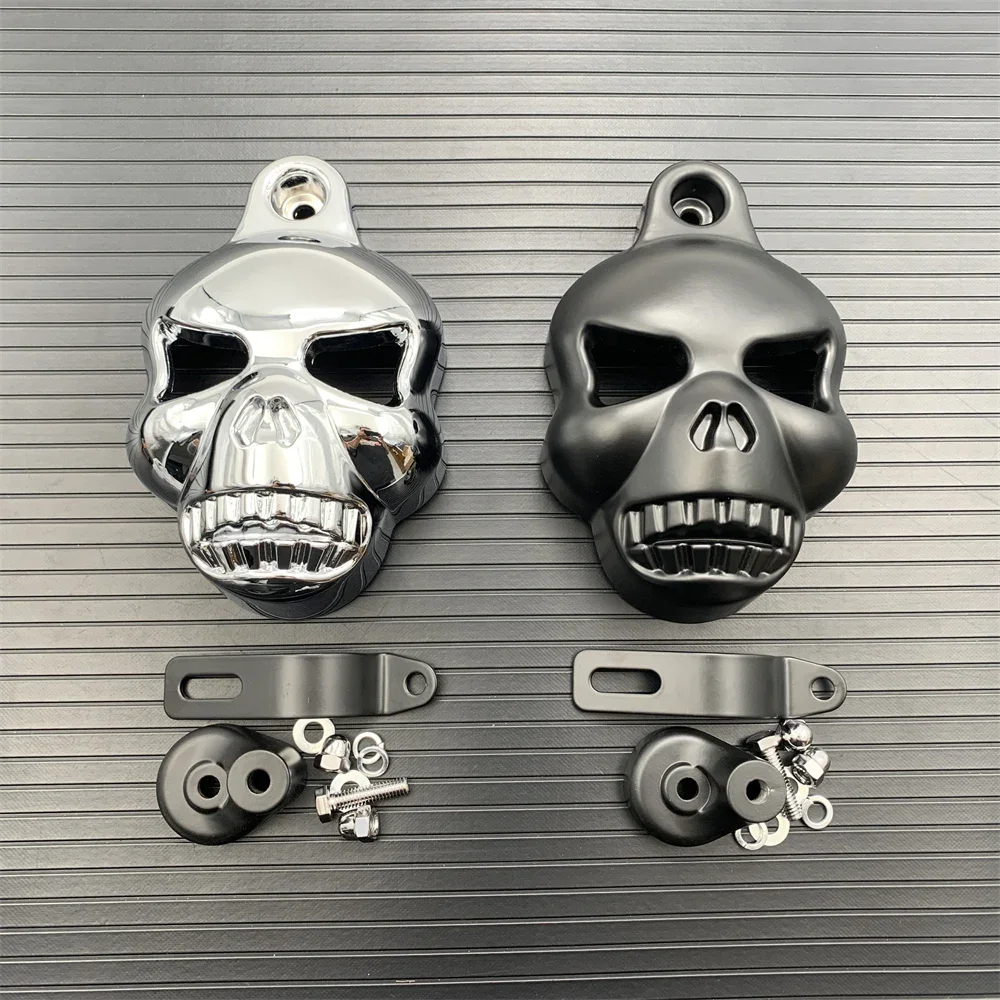 Aluminum-Motorcycle-Accessories-Skull-Horn-Cover-Cowbell-Case-For ...