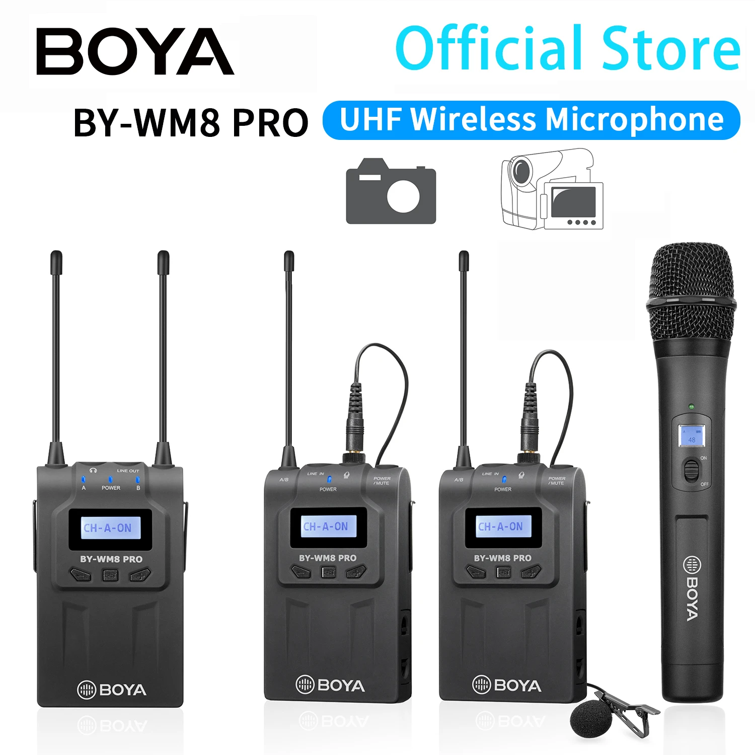Boya By-wm8 Pro Professional Uhf Lavalier Condenser Wireless Microphone ...