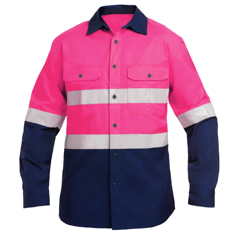 Hi Vis Long Sleeve Work Shirt Cotton Construction Reflector Shirt ...