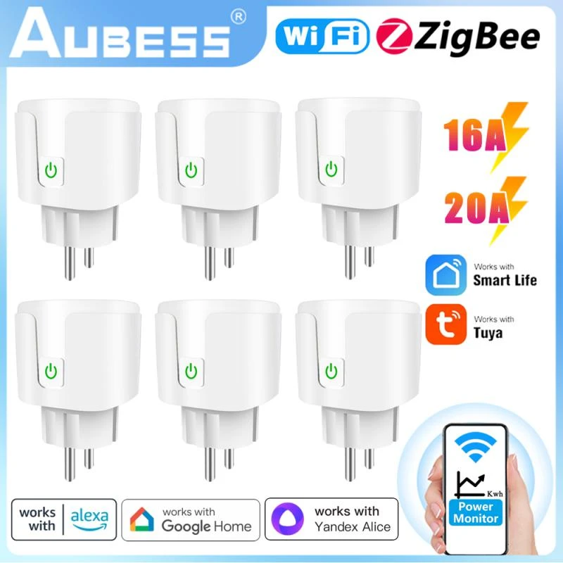 Aubess Wifi/zigbee Smart Plug Socket Eu 16a/20a With Power Monitor For ...