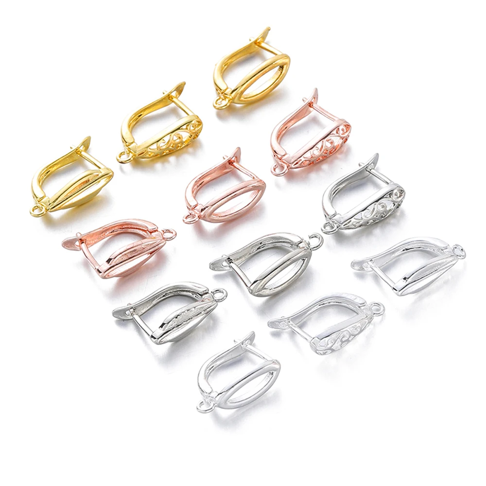 10Pcs/lot French Earring Hooks Lever Back Open Loop Ear Clasps Settings ...