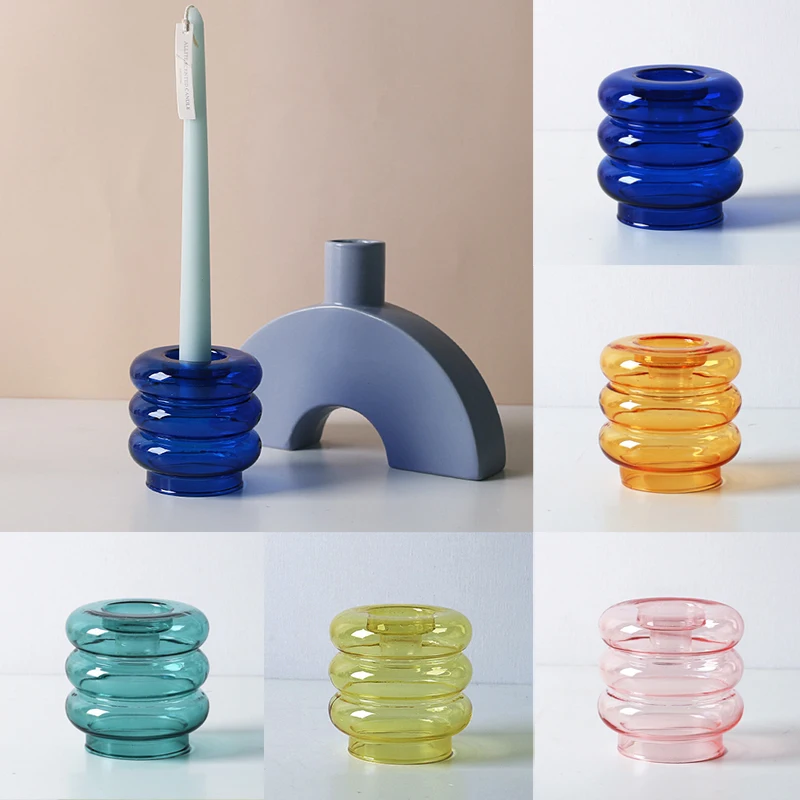 Candelabros-c-nicos-de-vidrio-soporte-de-candelabro-transparente-adorno ...