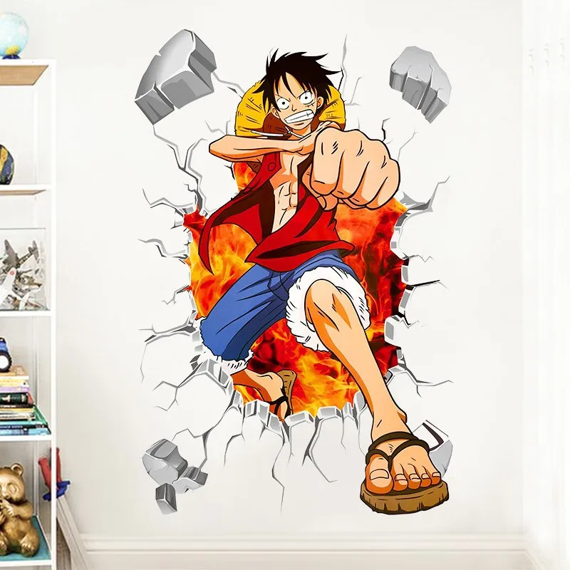 Anime-ONE-PIECE-Monkey-D-Luffy-3D-Broken-Wall-Sticker-Bedroom ...