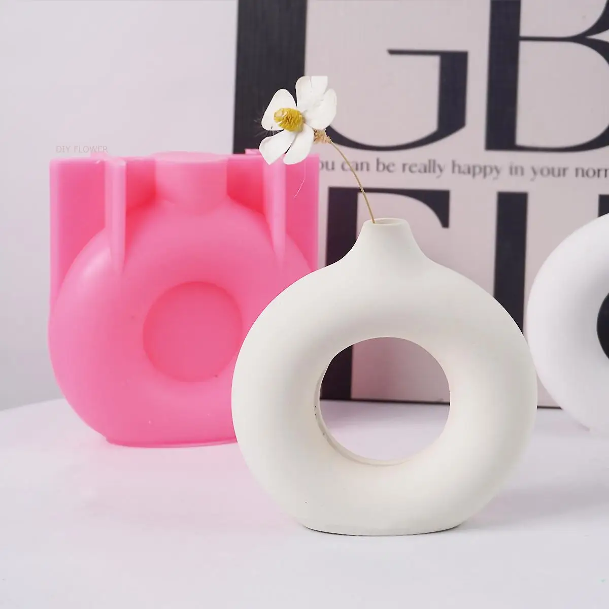 Nordic-Round-Hollow-Vase-Silicone-Mold-DIY-Circle-Donut-Shape-Plaster ...