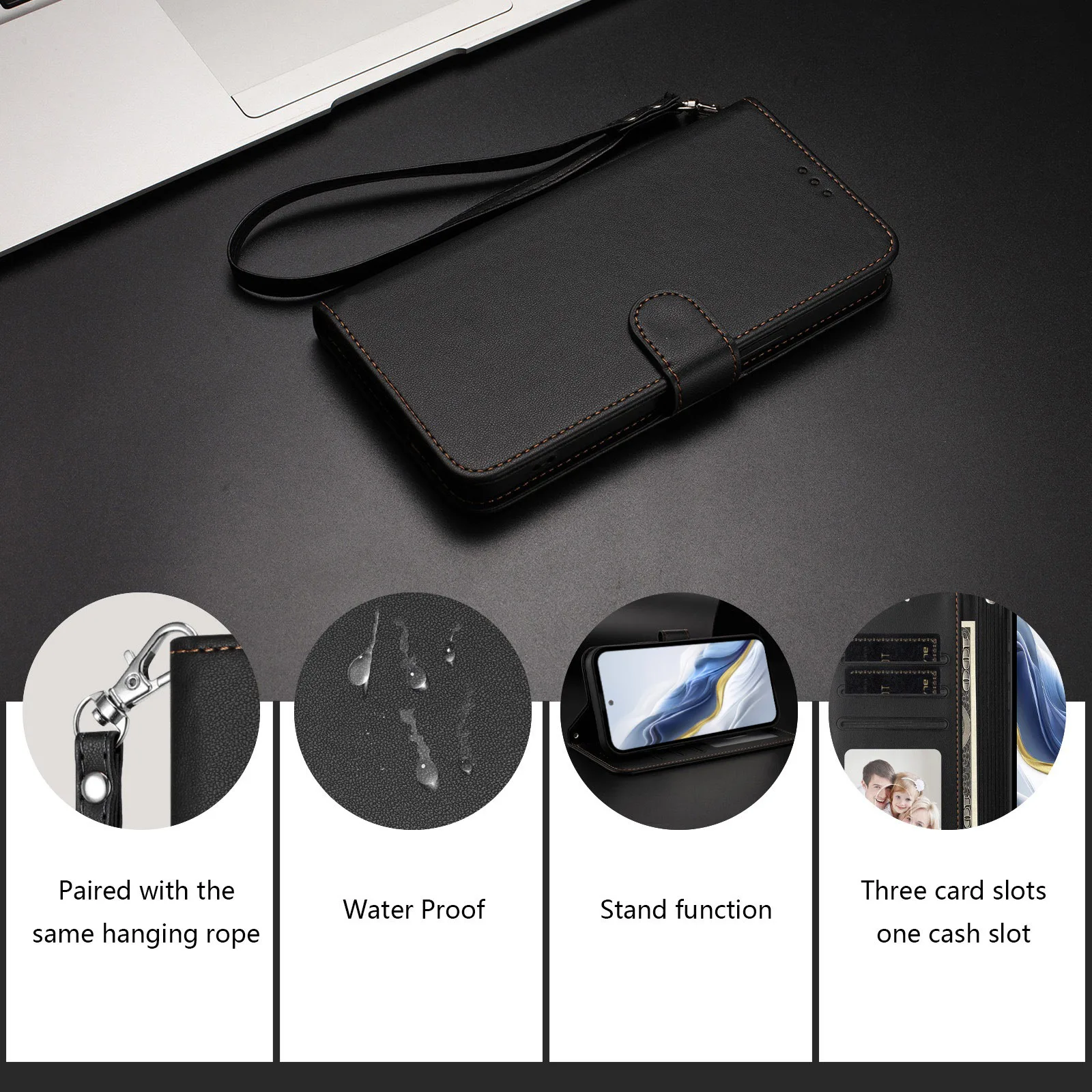 Premium Shockproof Leather Wallet Flip Phone Case Cover for TCL 405 406 ...