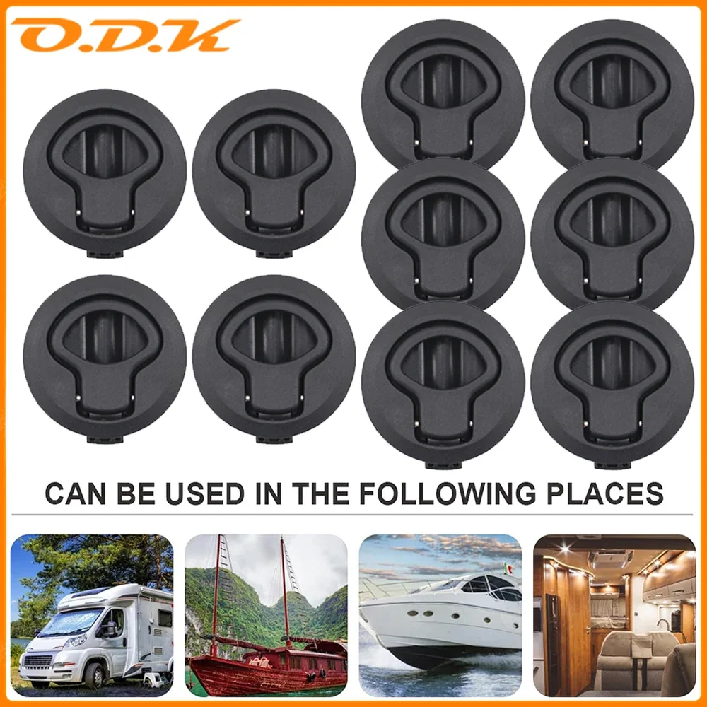 10pcs Non Locking Plastic Black Round Flush Mount Hatch Flush Pull ...