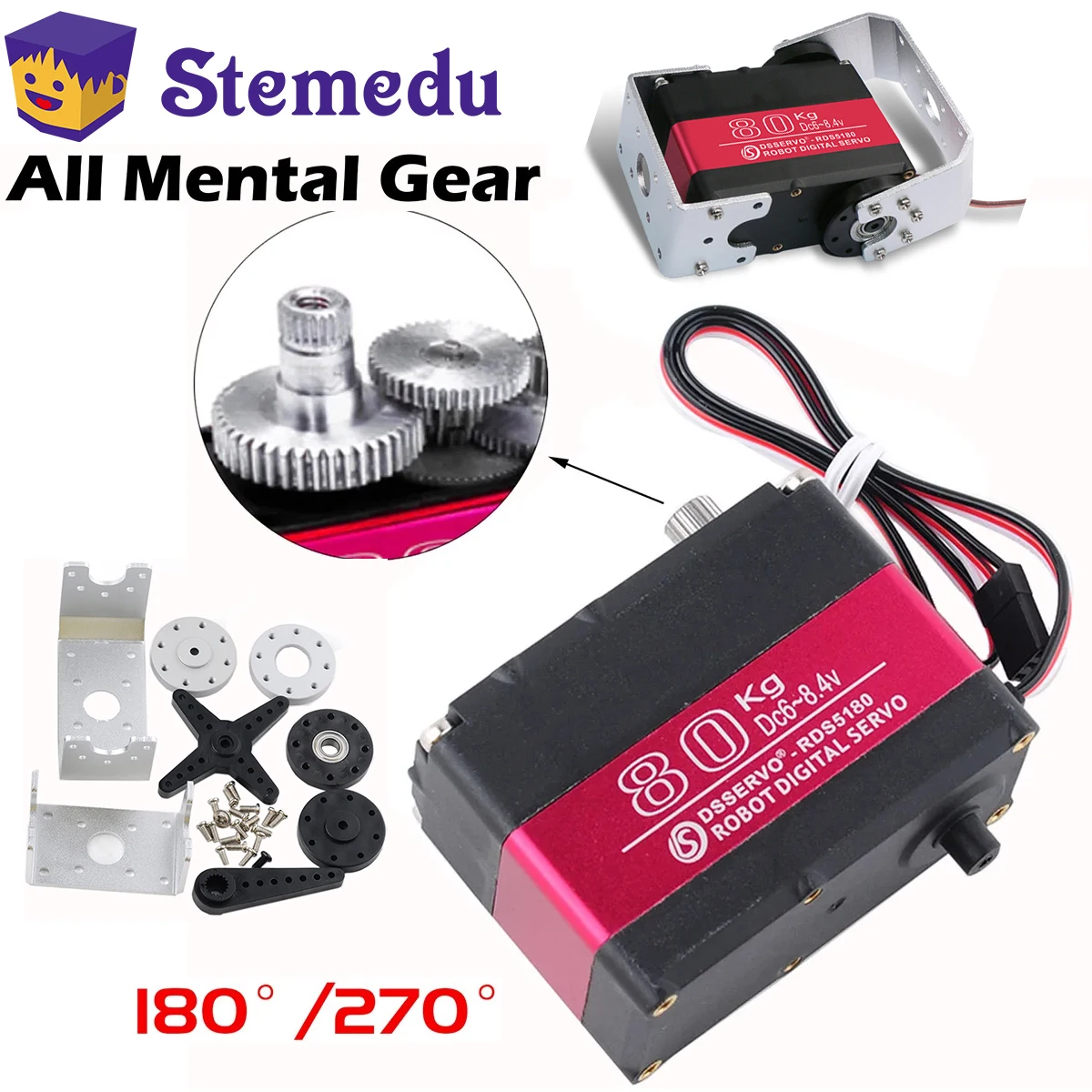 Dsservo-RDS5180-80KG-Digital-Metal-Gear-Motor-High-Torque-Double-shaft ...