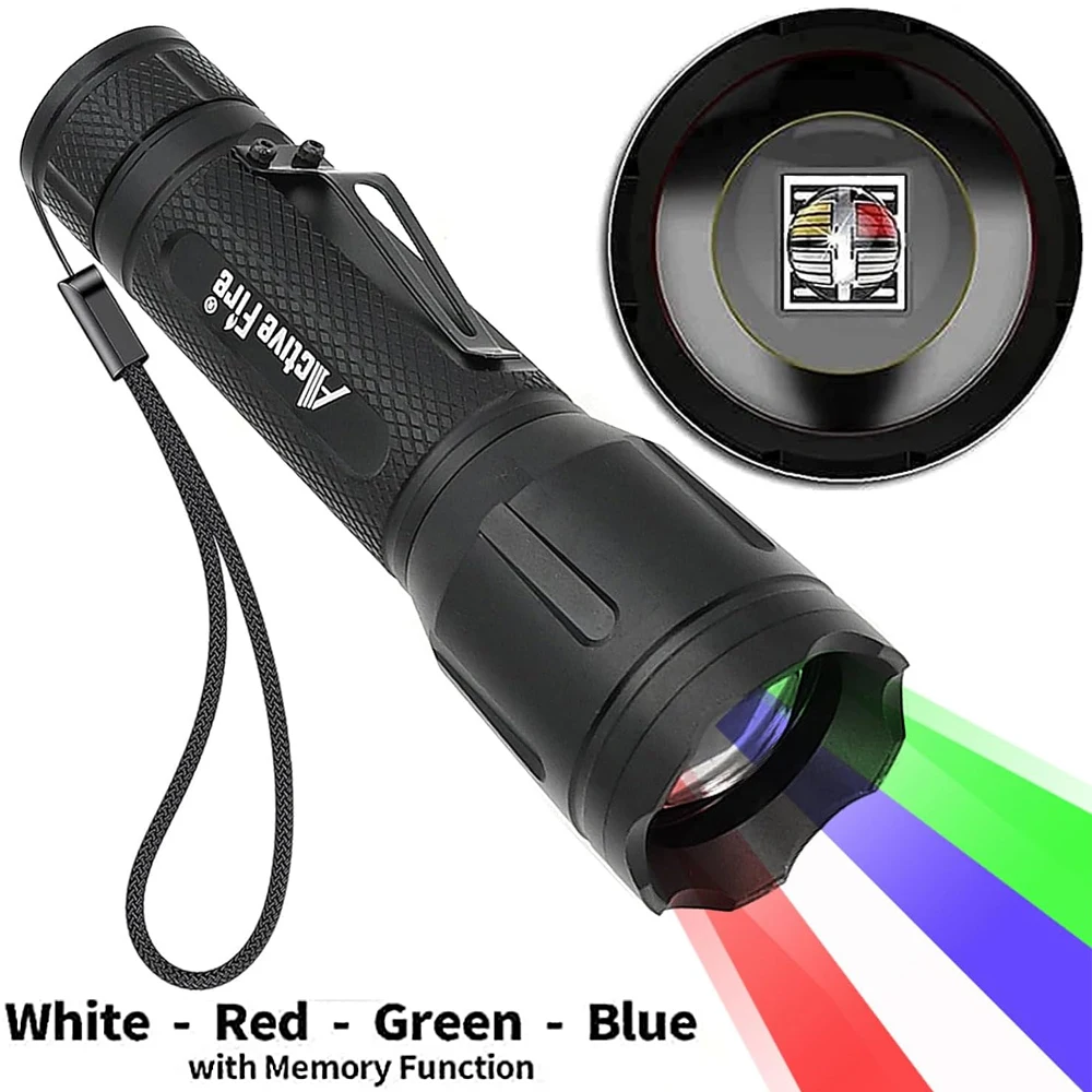 4-in-1-Multicolor-Tactical-Flashlight-Can-Zoom-White-Blue-Green-Red ...