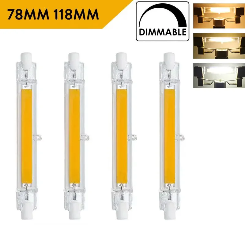 1-10Pcs Dimmable R7S COB LED Glass Tube 78MM 118MM 7W 15W 28W LED Light ...