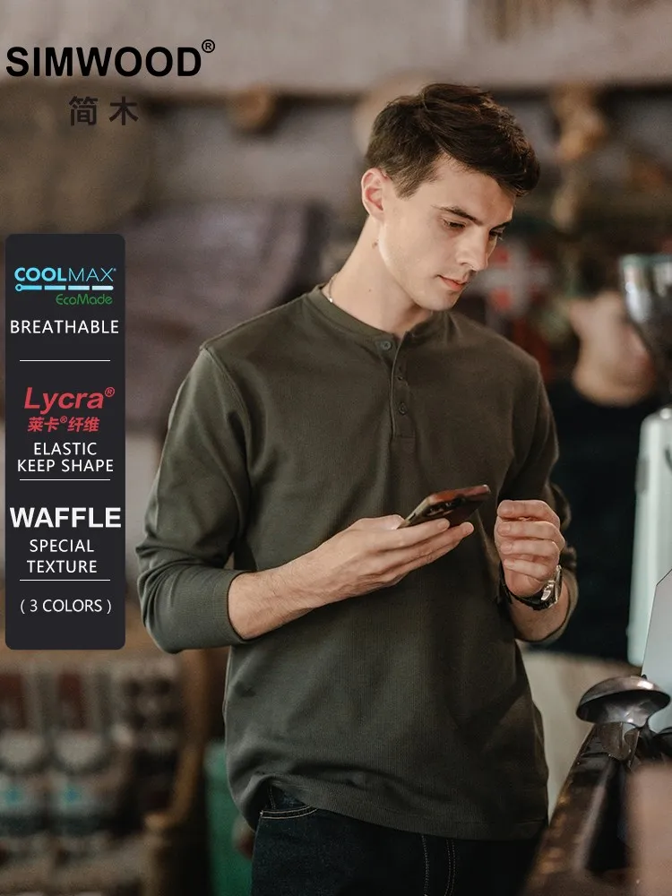 SIMWOOD-203-Autumn-Winter-New-Regular-Fit-250gsm-Coolmax-Fabric-Waffle ...