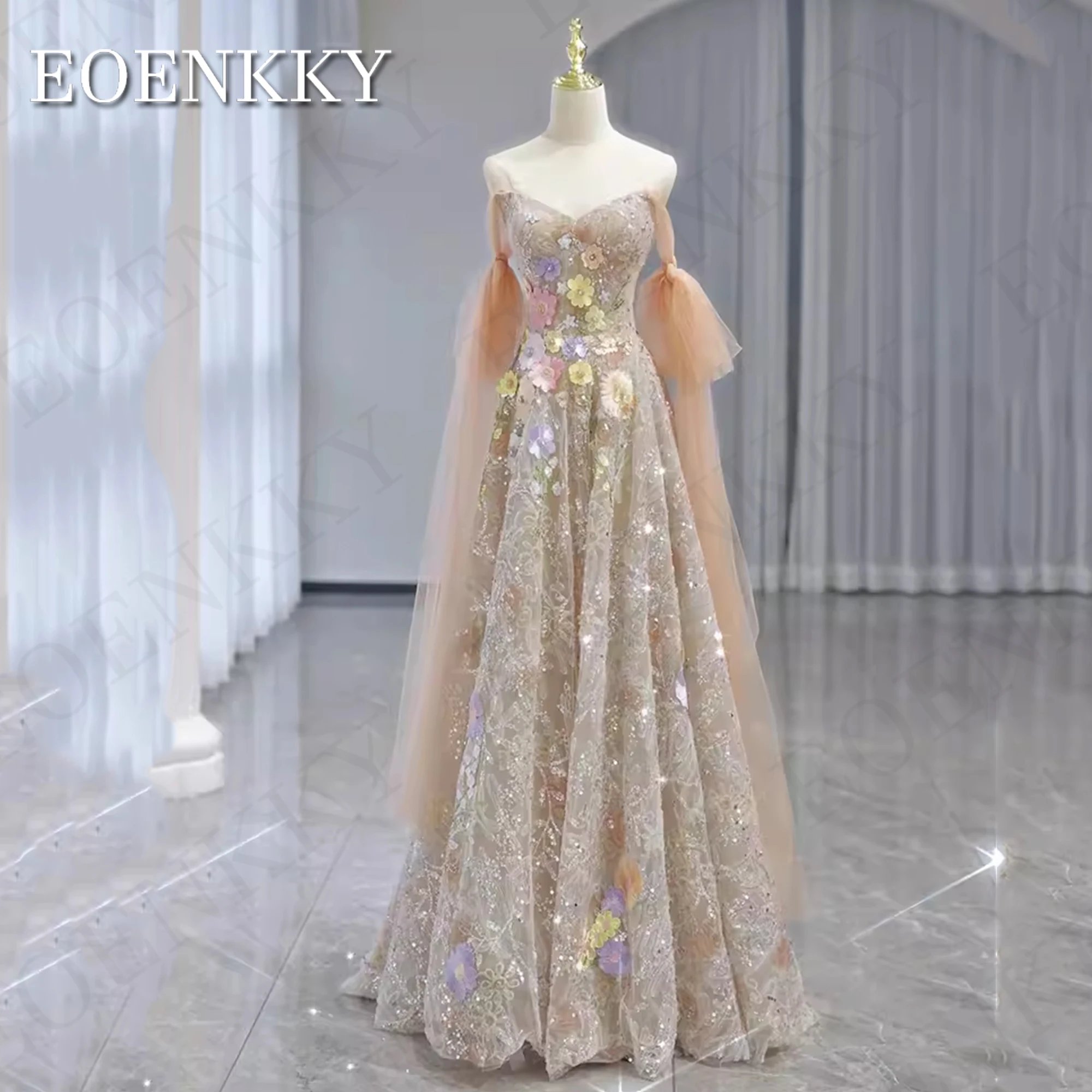 Gorgeous-Off-Shoulder-Wedding-Party-Dress-Floral-Embroidery-A-Line ...