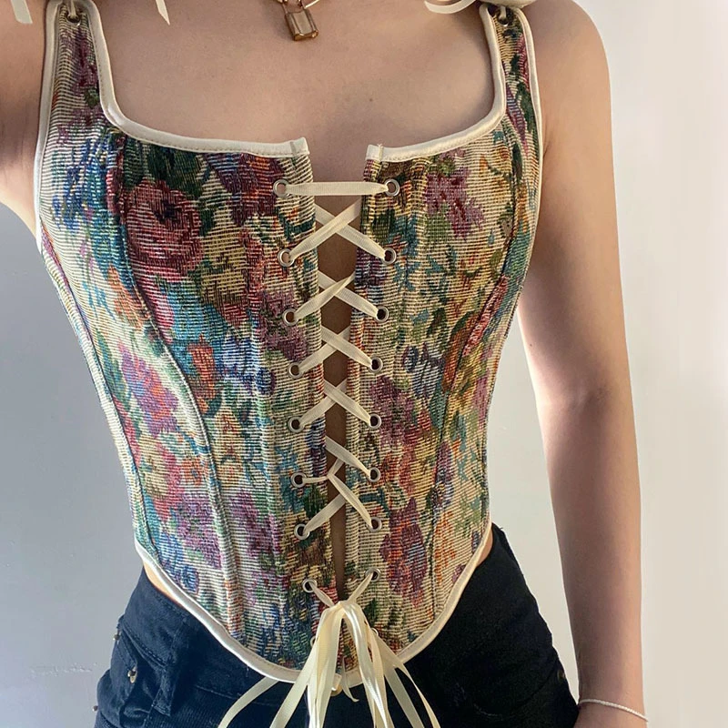 Women Sexy Cross Bandage Bustiers Crop Top U Neck Cross Strappy Tank ...