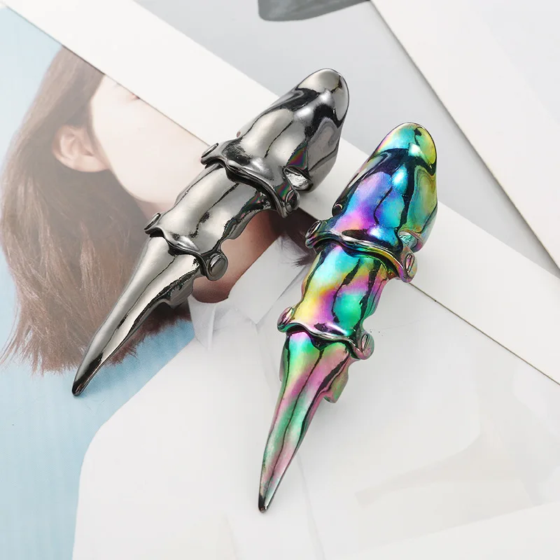 Anel-de-Metal-Longo-de-Rock-Colorido-para-Homens-e-Mulheres-Punk-Geom ...