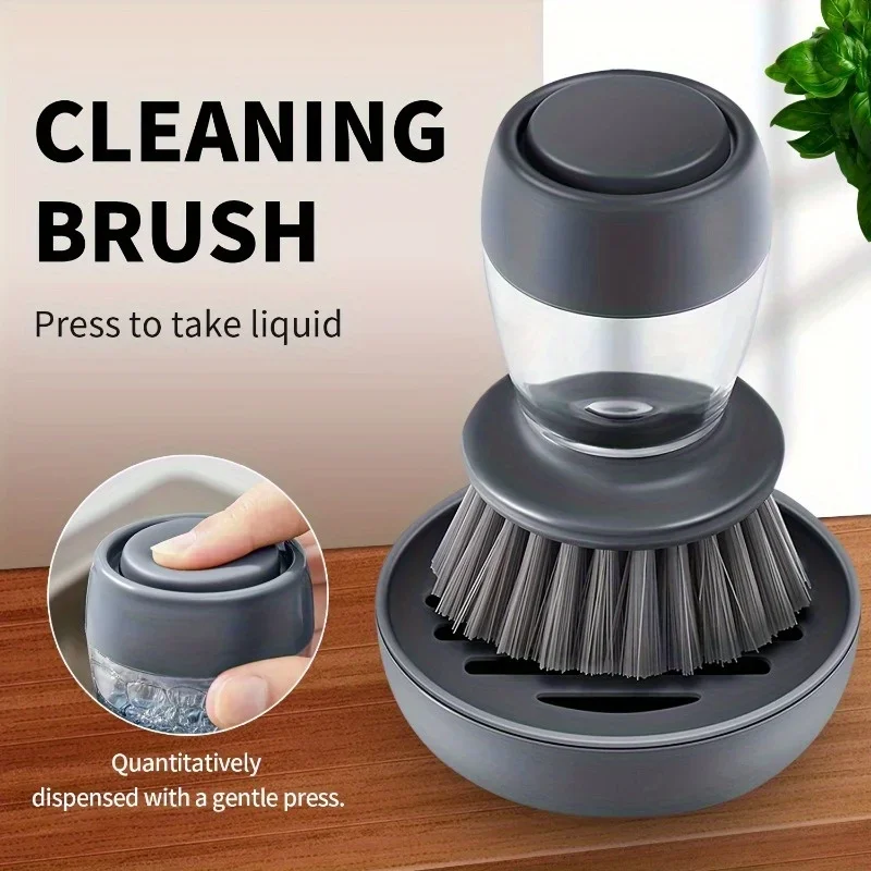 1pc Automatic liquid adding and pot washing brush, vertical press lazy ...