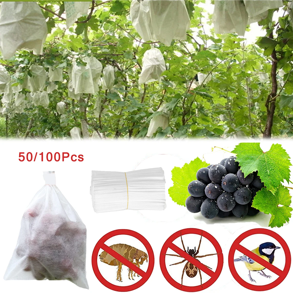 50-100Pcs-Grapes-Protection-Bags-Fruit-Vegetables-Nonwoven-Fabric-Mesh ...