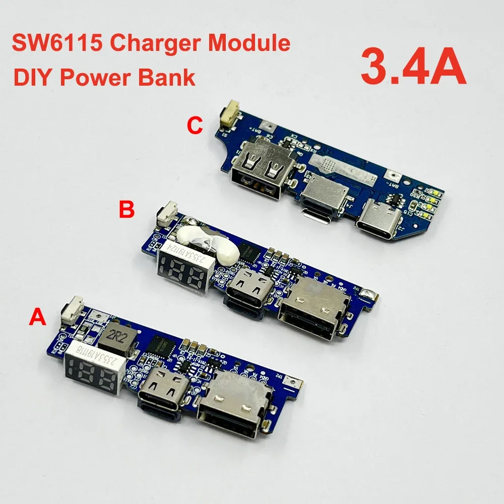 DC-5V-3A-USB-Type-C-LED-Display-SW6115-Quick-Charging-PCB-Board-Fast ...
