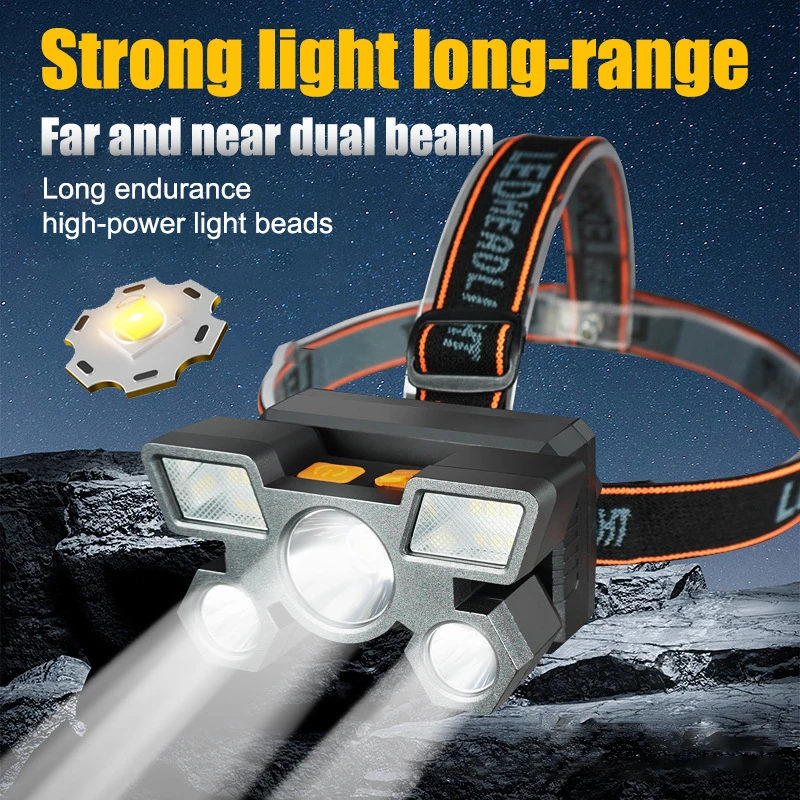 New-Rechargeable-Head-Flashlight-for-Fishing-Led-Headlamp-18650-Battery ...