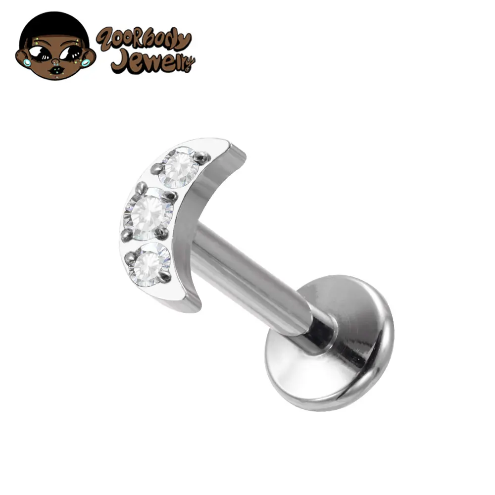 ASTM-F136-Titanium-Moon-Labret-Lip-Piercing-Cubic-Zirconia-Nasal ...