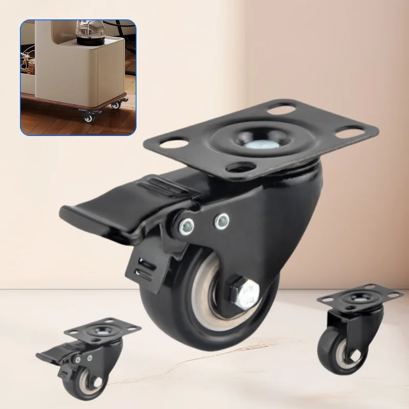 4pcs heavy-duty black casters, universal casters for wheeled furniture ...