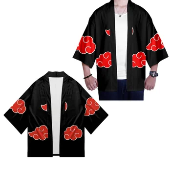 3D Digital Print Kimono Anime Adult Ninja Red Cloud Akatsuki Cosplay ...