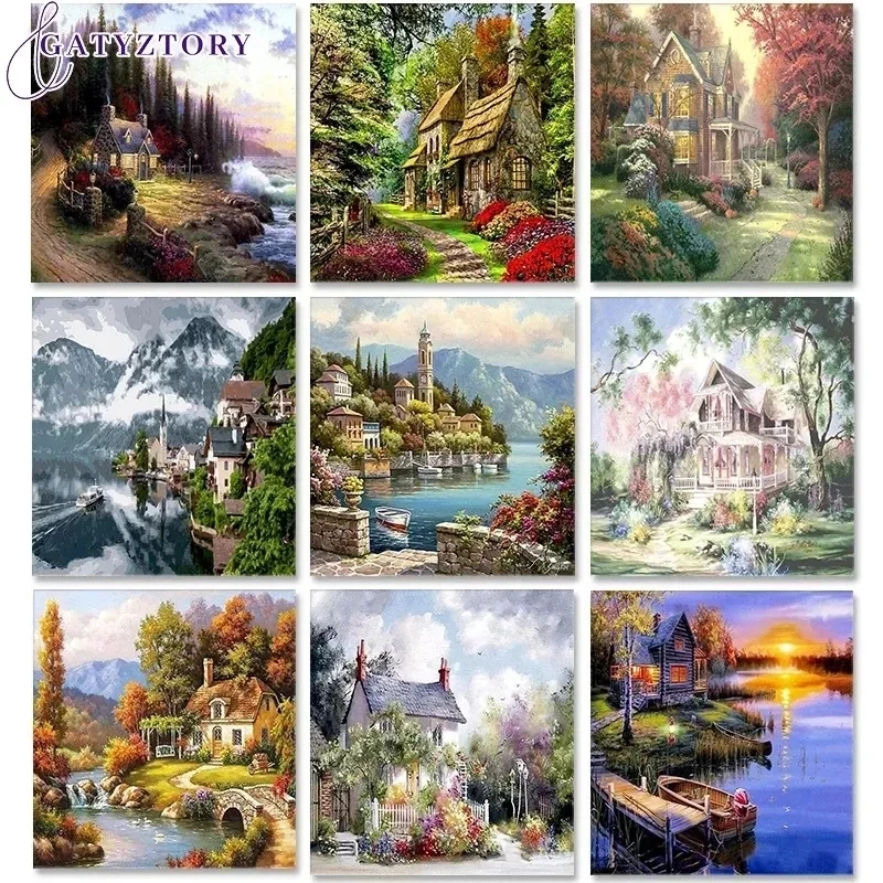 GATYZTORY-Acrylic-Painting-By-Numbers-Scenery-60x75cm-DIY-Paint-By ...