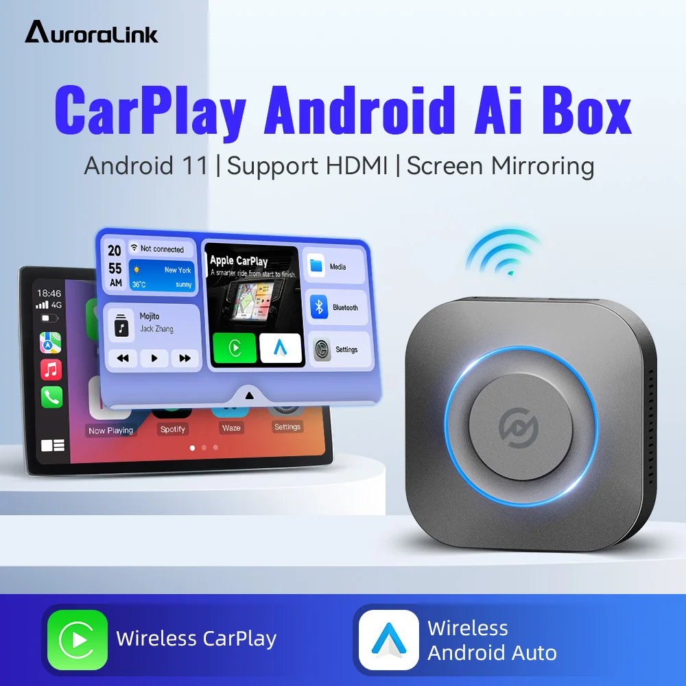 AuroraLink CarPlay Ai Box Mini TV Box New Wireless CarPlay Adapter Wireless Android Auto Dongle ...