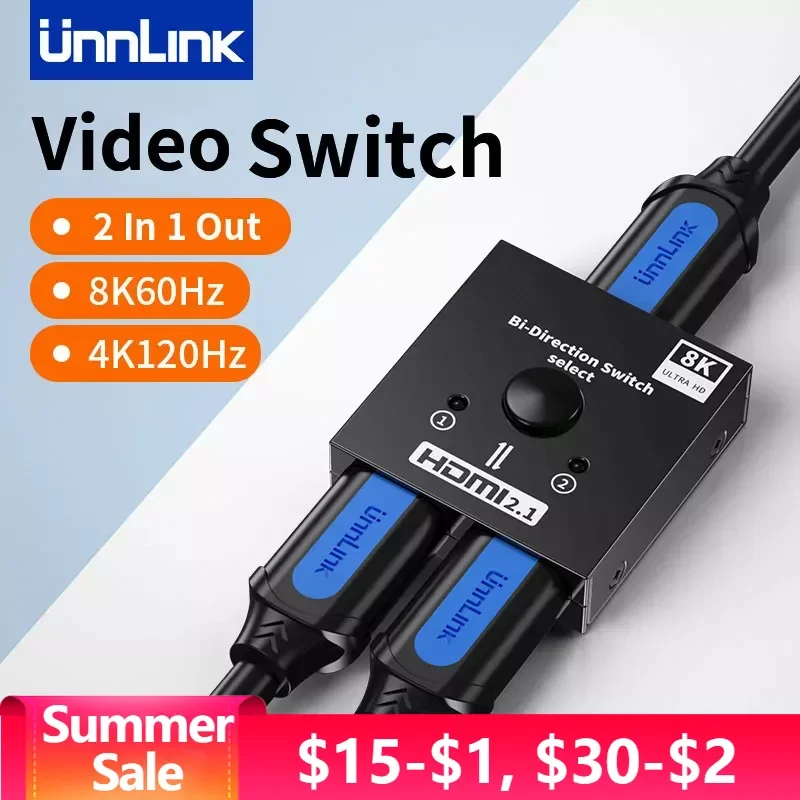 Unnlink-8K-HDMI-Switch-4-k120hz-2-In1-Out-Splitter-per-TV-box-PC-Laptop ...