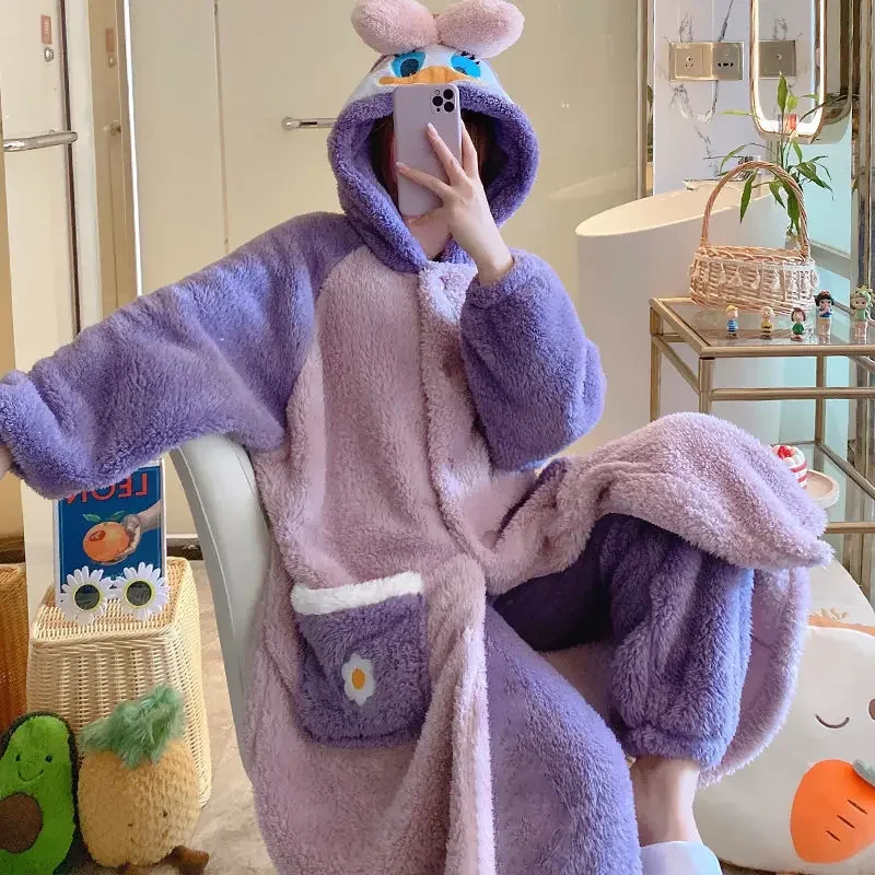 Winter-Flannel-Nightgowns-Plush-Robes-Cute-Cartoon-Coral-Fleece-Casual ...