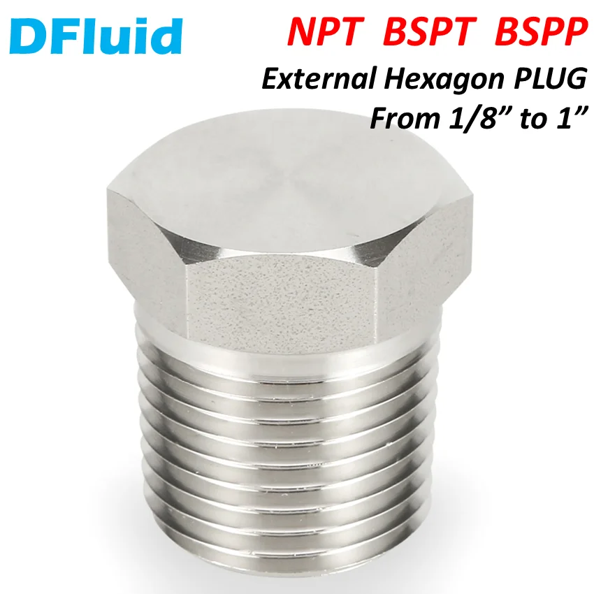 1 pc External Hexagon PLUG NPT BSPT BSPP Thread Pipe Fitting 1/8 1/4 3/ ...