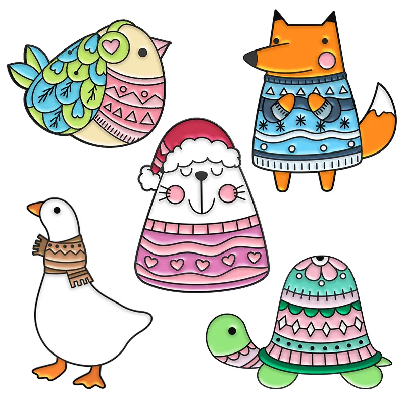 Desenhos-animados-animais-s-rie-pinos-vestindo-babador-tartaruga-raposa-ganso-grande-modelagem ...