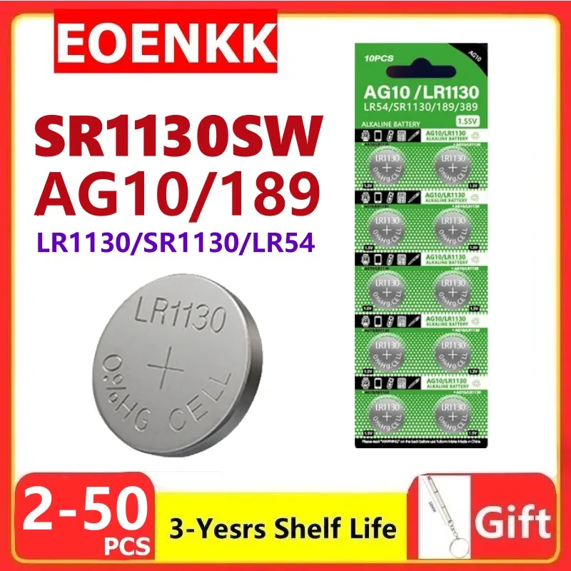2-50mAh-AG10-SR1130-LR1130-189-Button-Pilas-Batteries-389-LR54-L1131 ...