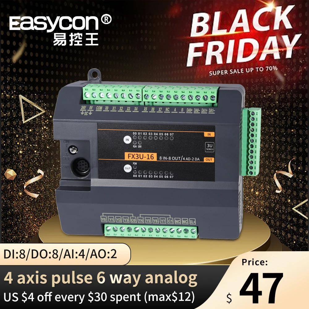 Easycon FX3U 16/26MT/MR/MRT 4AI 2AO z sterownik PLC sterownik elektryczny do automatyki ...