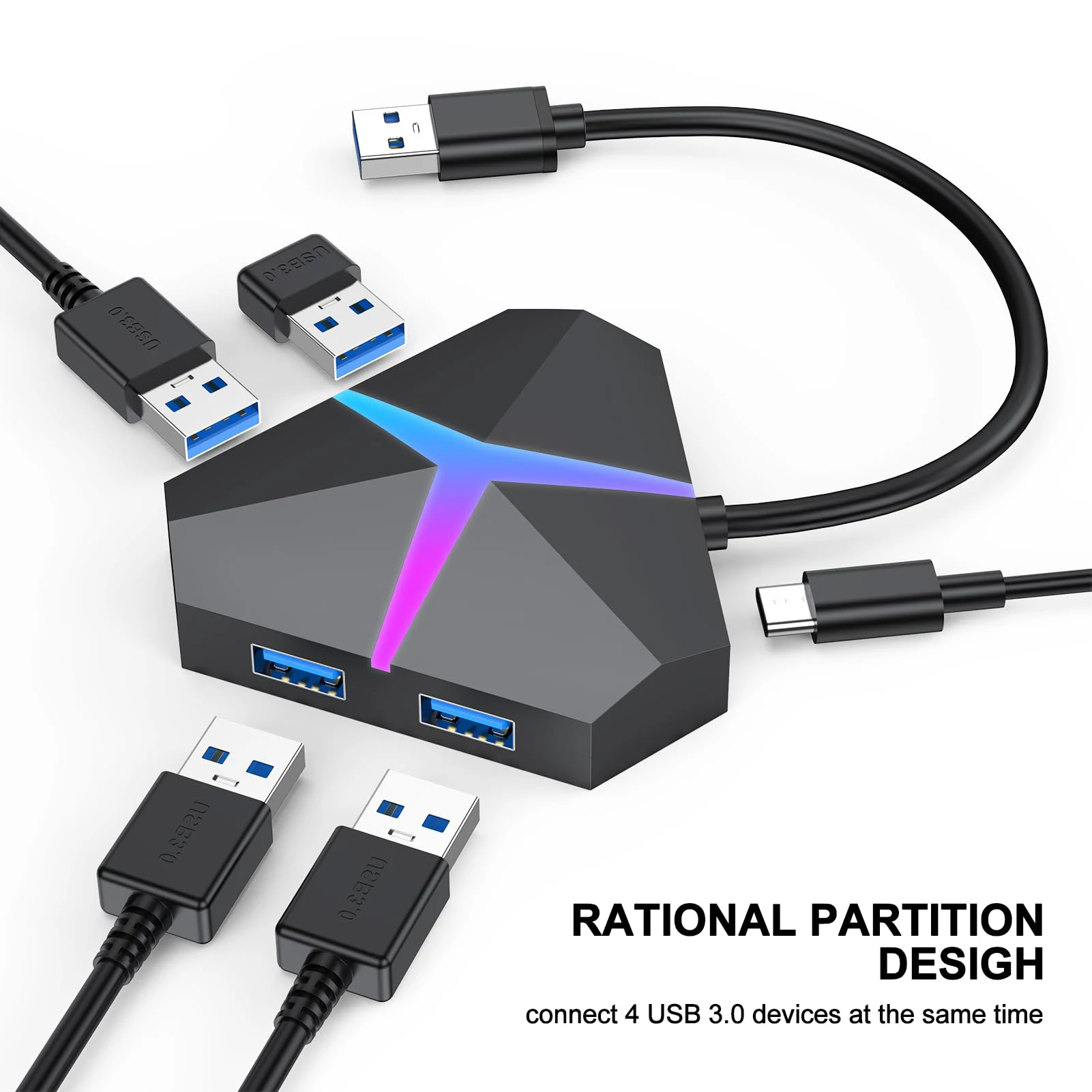 4-Port-USB-3-0-Hub-Powered-Splitter-Expander-Multi-Extra-USB-Port ...