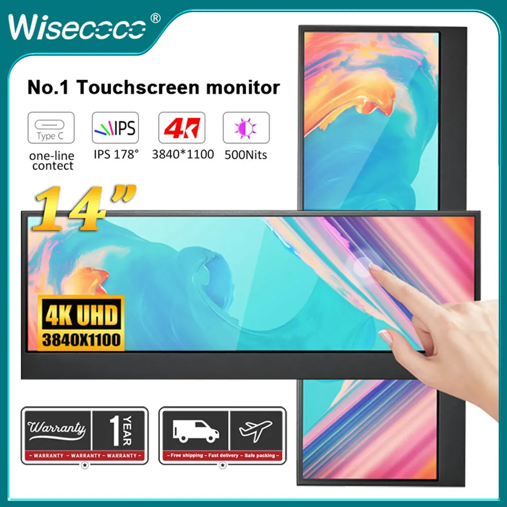 Wisecoco-14-4K-3840-x-1100-Touch-Secondary-Screen-Monitor-Bar-Dual ...
