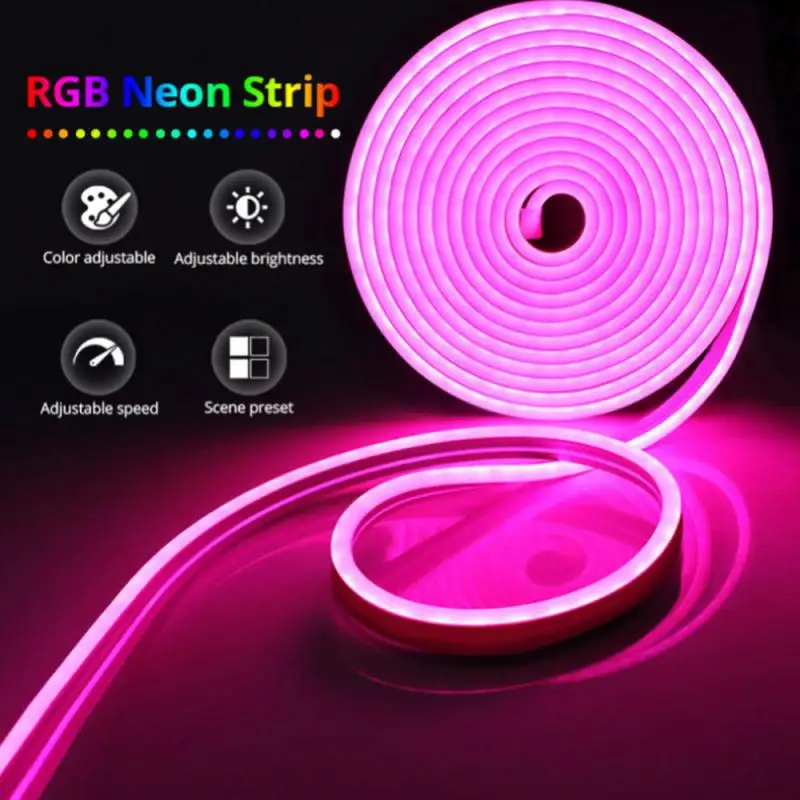 Tira inteligente de luces LED de neón, interruptor compatible con Bluetooth, Control remoto por ...