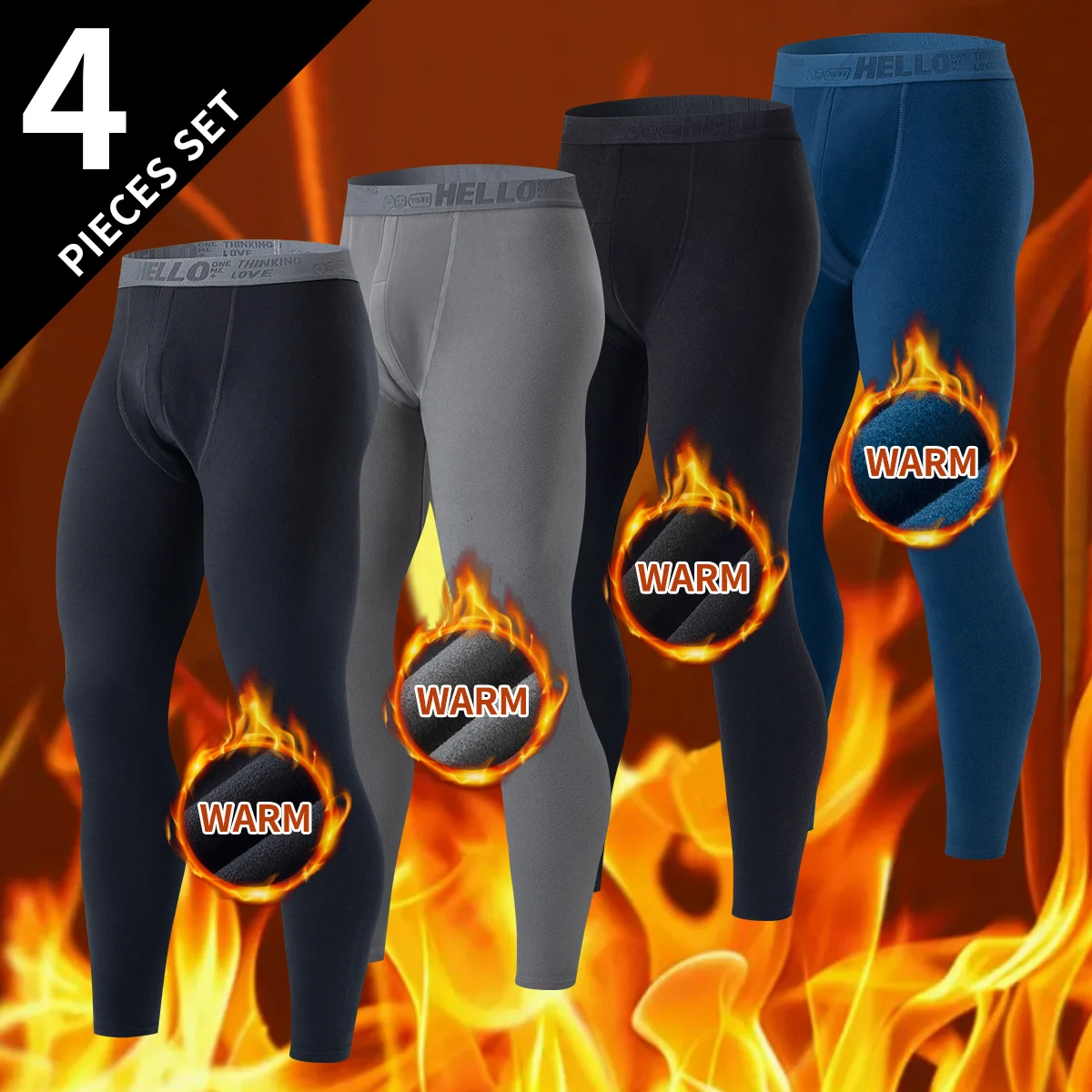 Men's Autumn and Winter Solid Color Warm Pants Slim Autumn Pants ...
