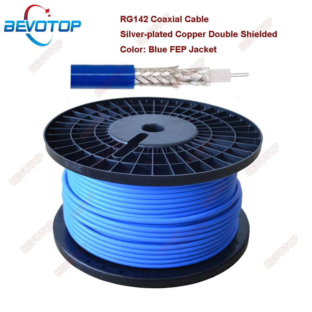 FEP-Blue-Jacket-RG142-Coaxial-Cable-Silver-plated-Copper-Double ...