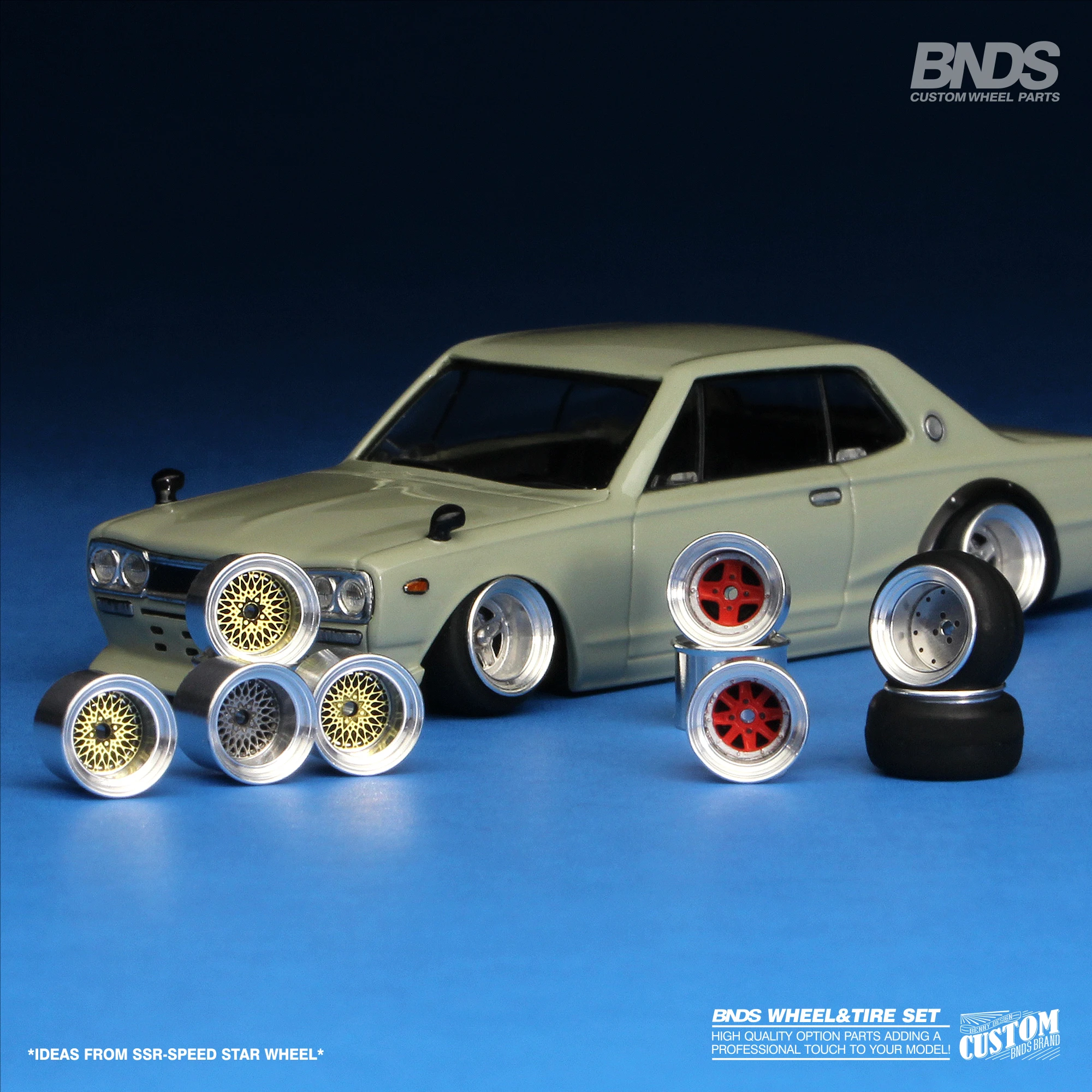 1/64 Alloy Wheels With Rubber Tires By BNDS 64053/64088 Assembly Rims ...