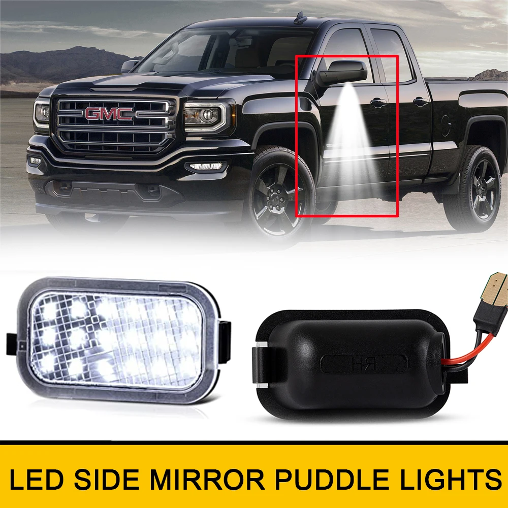 2Pcs-White-LED-Under-Side-Rearview-Mirror-Lamp-Puddle-Lights-For-GMC ...