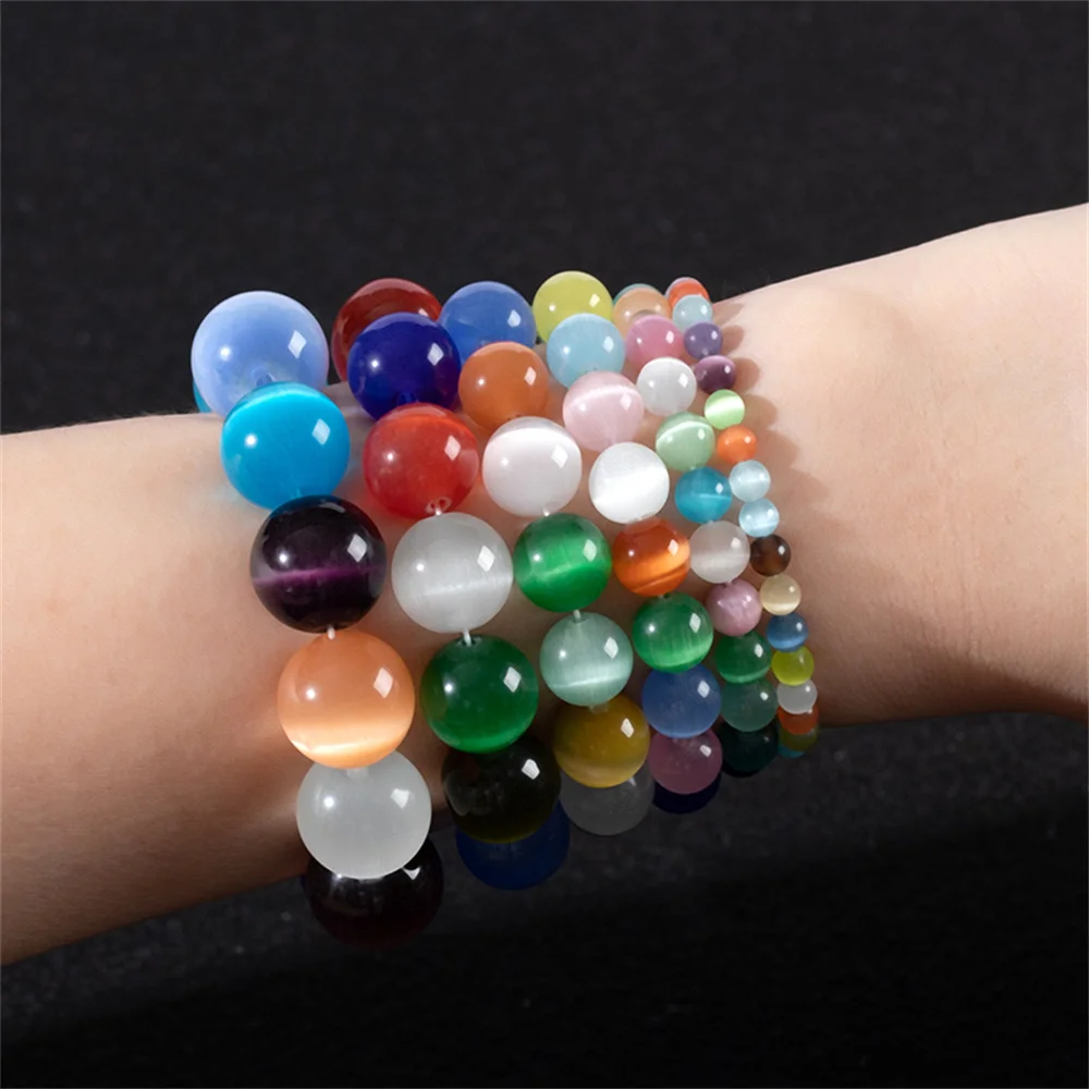 Rainbow-Cat-Eye-Moonstone-Crystal-Beads-Smooth-Loose-Round-Spacer-Beads ...
