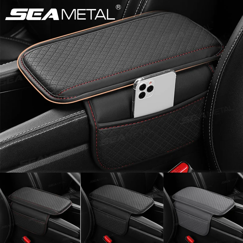 SEAMETAL-Universal-Car-Arm-Rest-Cushion-PU-Leather-Breathable-Center ...