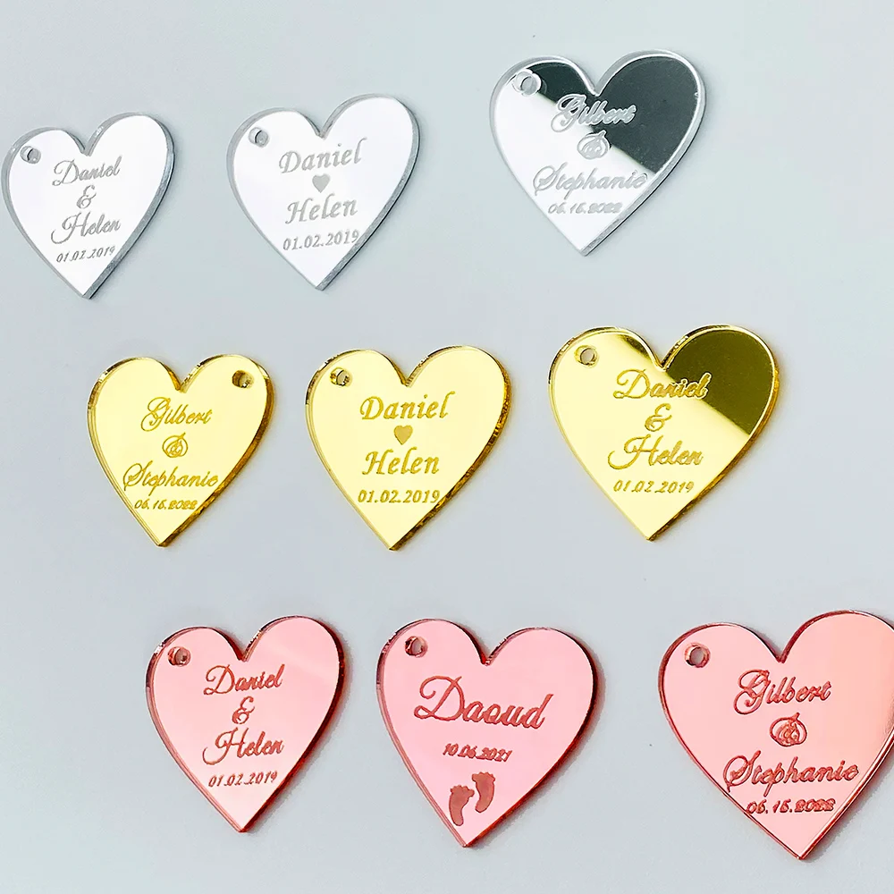 20-50-100Pcs-Personalized-Acrylic-Love-Heart-Tag-Engraved-Custom ...