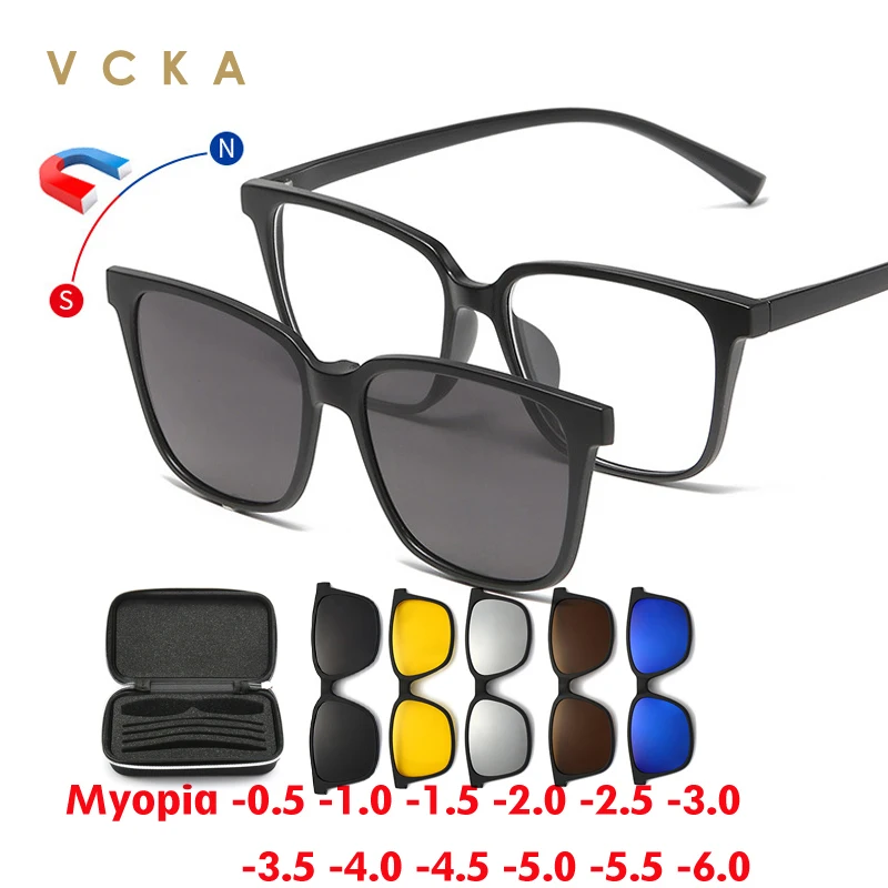 VCKA-6-In-1-Men-Women-Myopia-Sunglasses-Magnet-Clip-Polarized-Optical ...