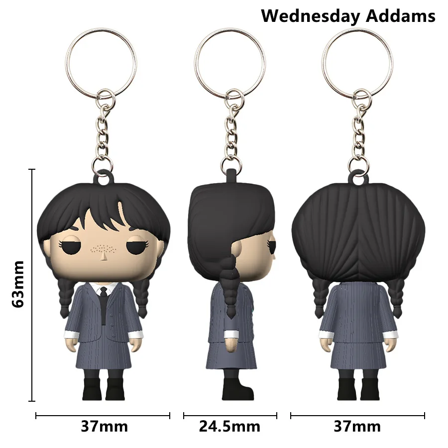 Wednesday 3D Silica Gel Keychain Cute Cartoon Key Chain Ring Gift For ...
