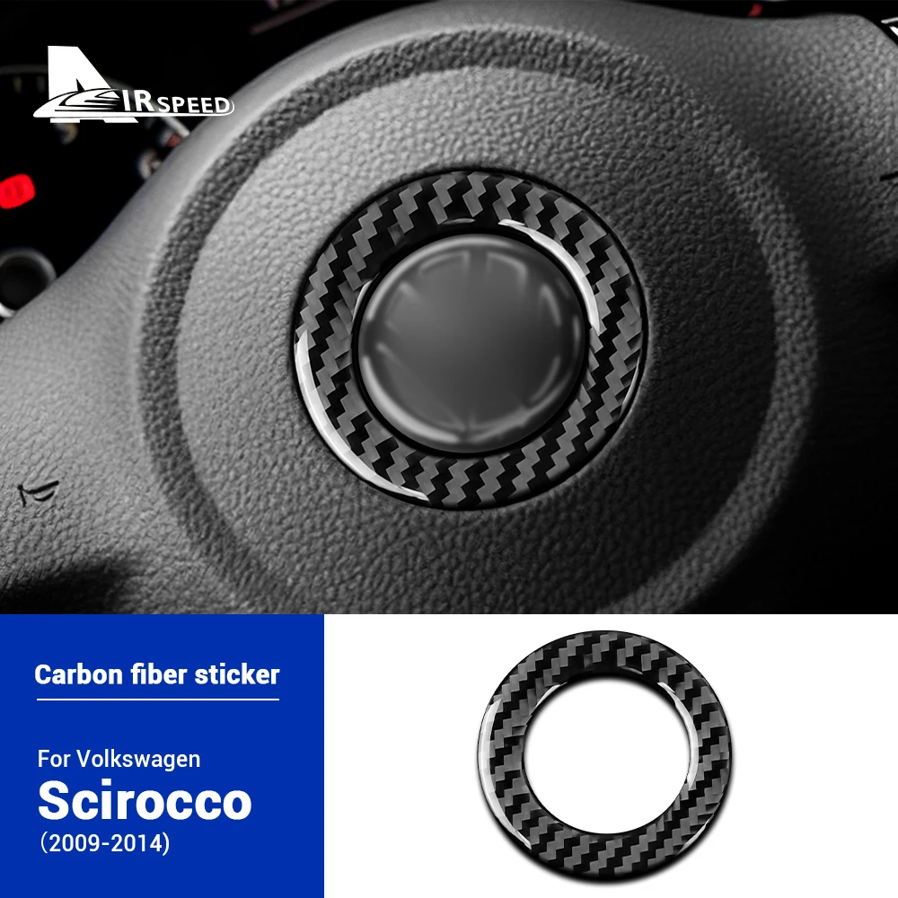 AIRSPEED-Car-Interior-Steering-Wheel-Center-Ring-Carbon-Fiber-Cover ...