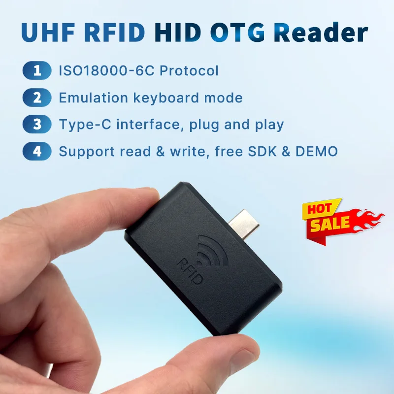 TY308 USB UHF RFID Reader for Smart Phone 860-960MHz Type-c RFID UHF ...