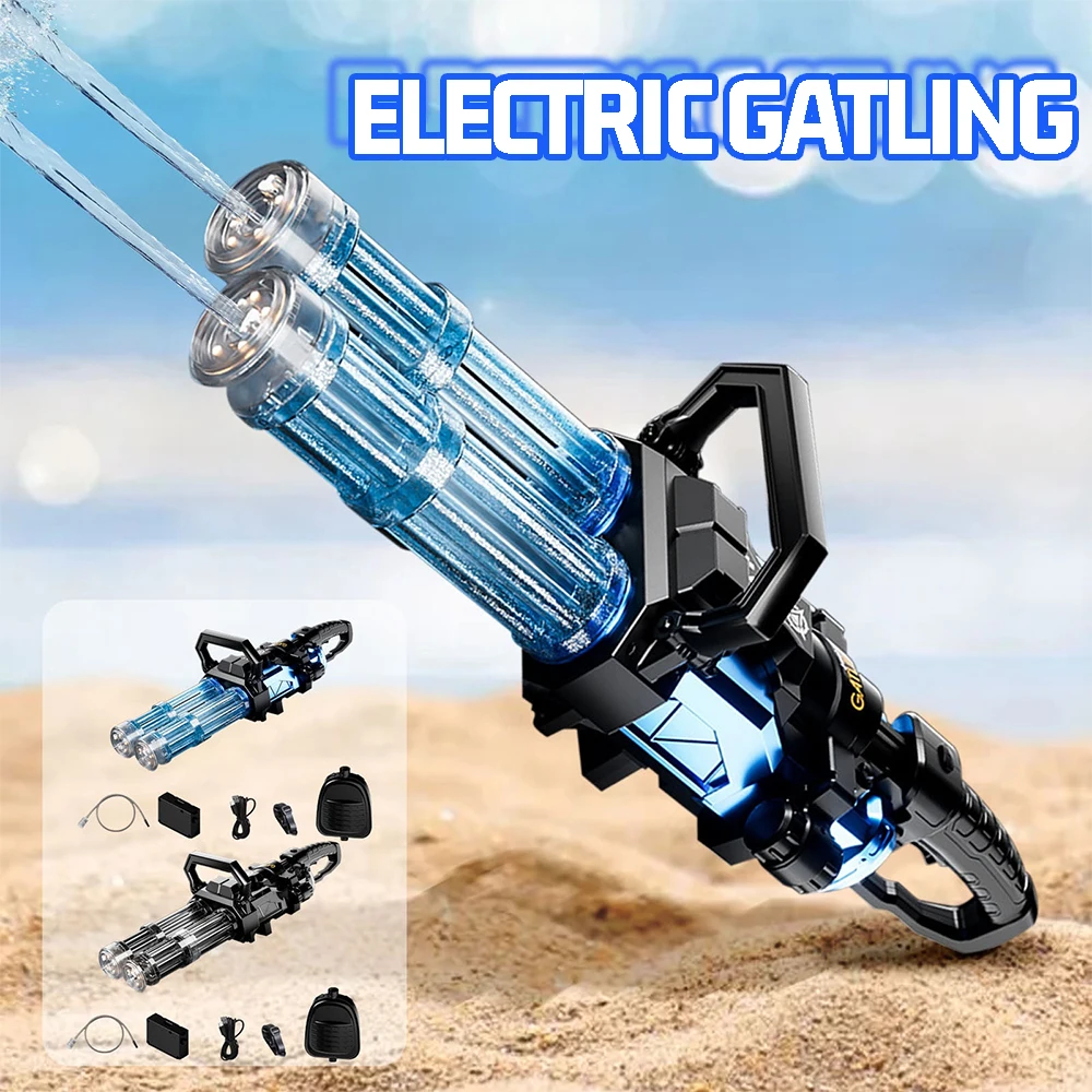 Gatling Style Water Blaster Electric Double Barrel Gatling Water Gun ...