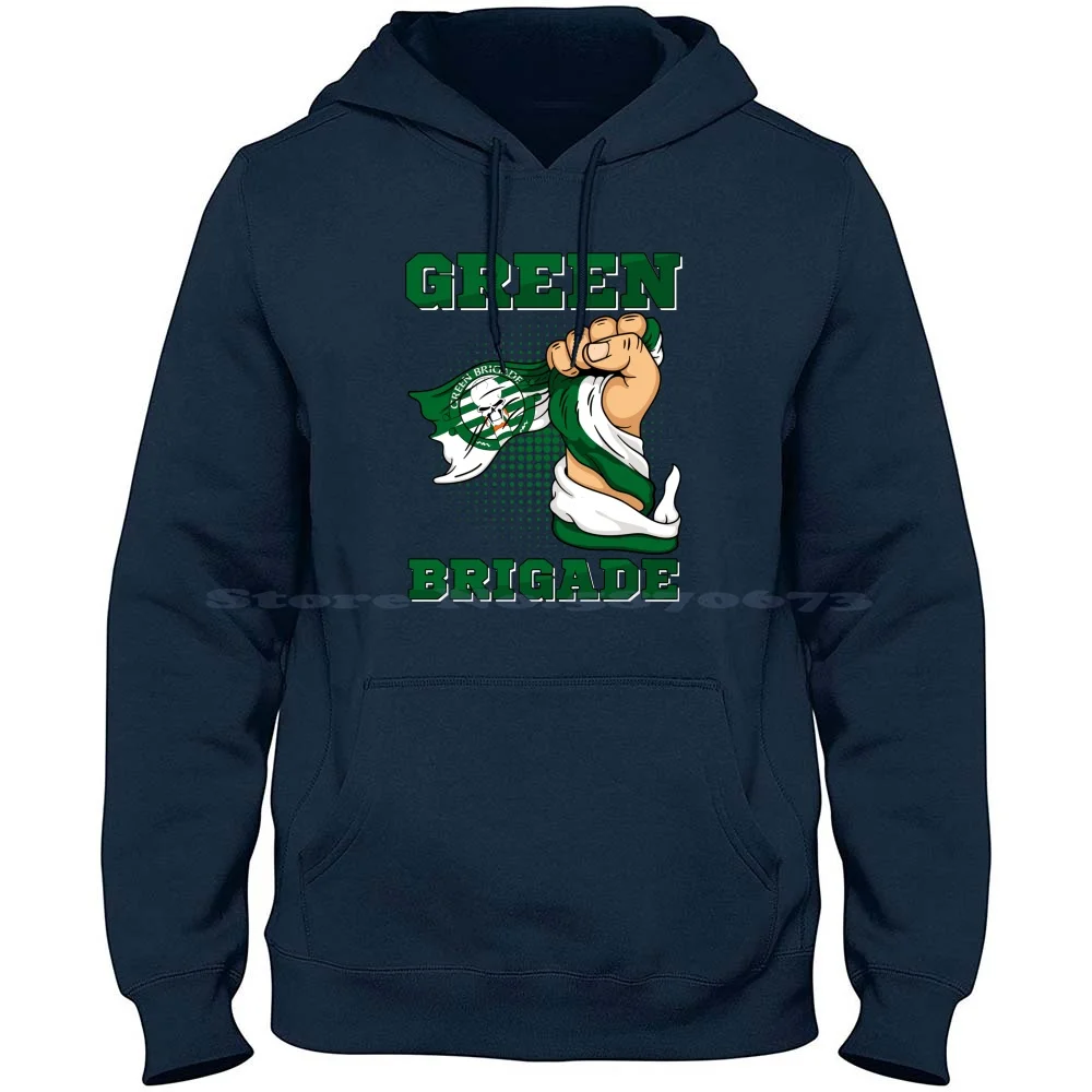 Green Brigade 100% Cotton Hoodie Soccer Green Brigade Ultras White Logo ...