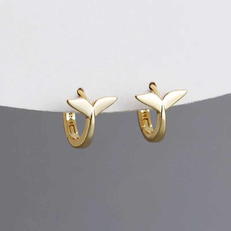 925-Sterling-Silver-Fashion-Simple-Huggies-Fishtail-Hoop-Earrings-for ...