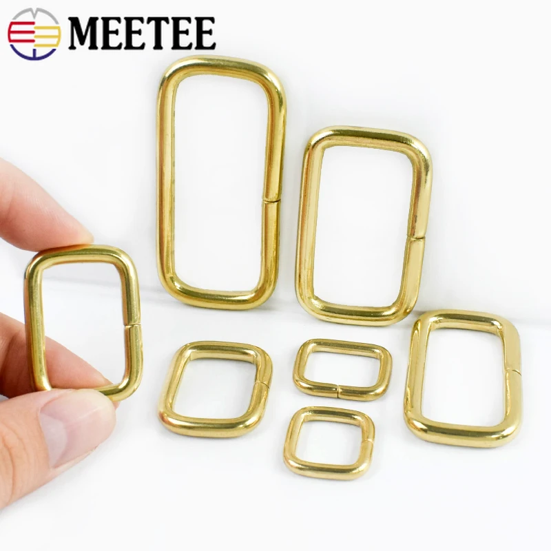 10Pcs 14-50mm Solid Brass Square Ring Buckle Bag Strap Connector Belt ...